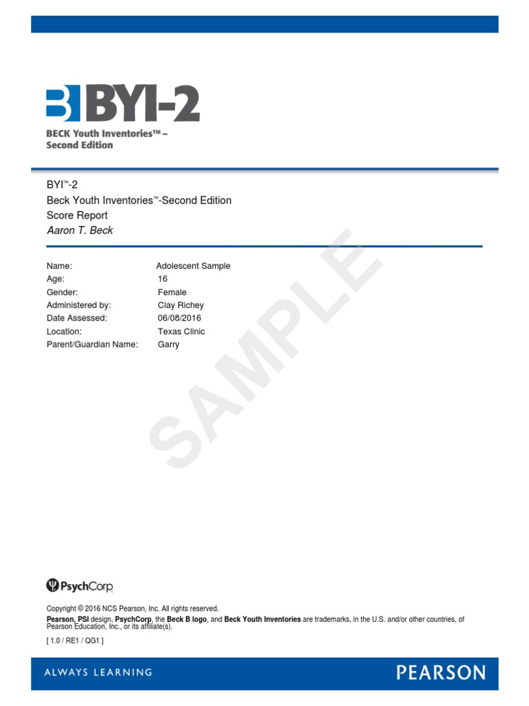 BYI 2 Score Report Sample | PDF