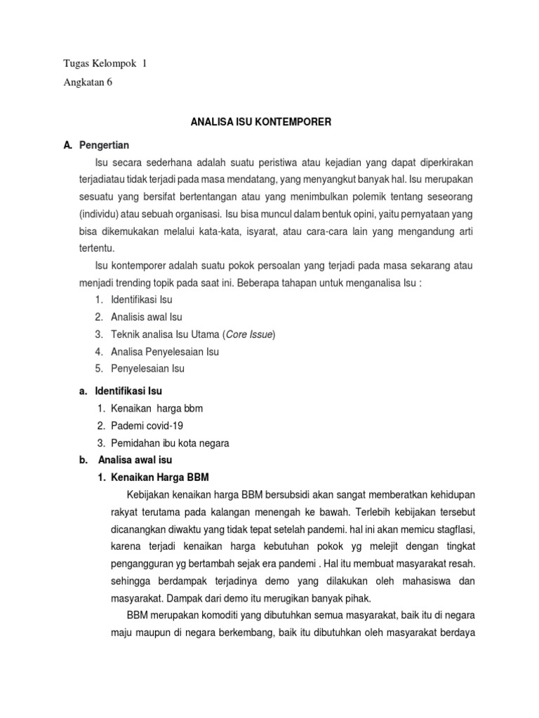 Tugas Kelompok Analisis Isu Kontemporer Kenaikan Harga BBM | PDF