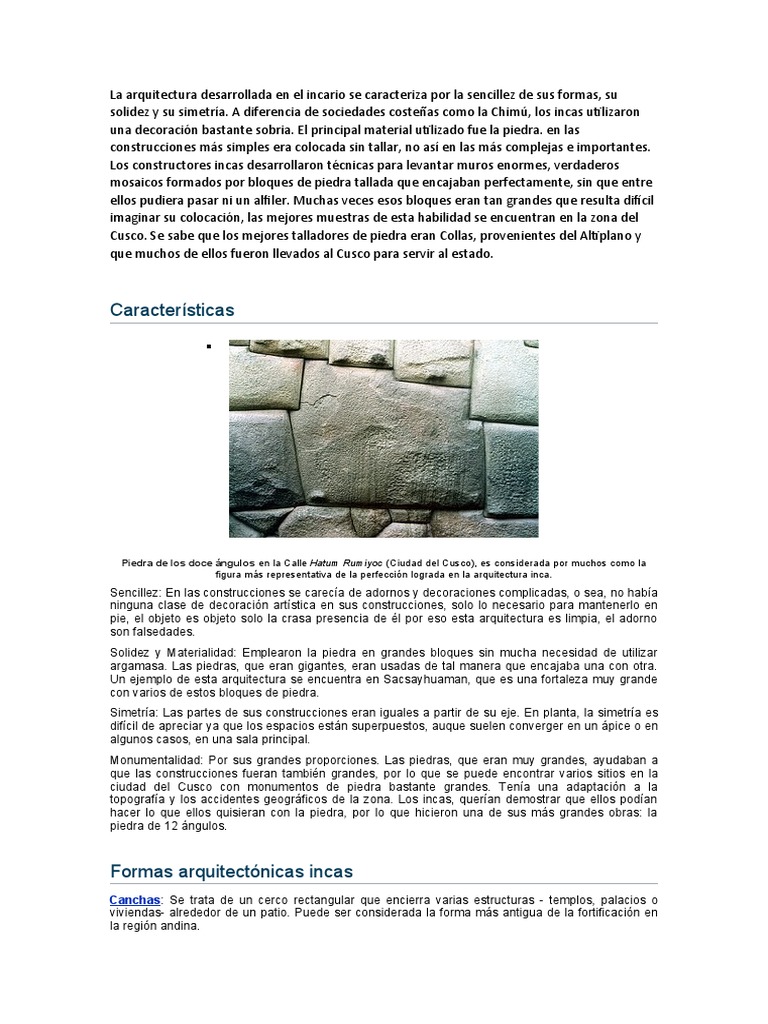 La Arquitectura Desarrollada en El Incario Se Caracteriza Por La ...