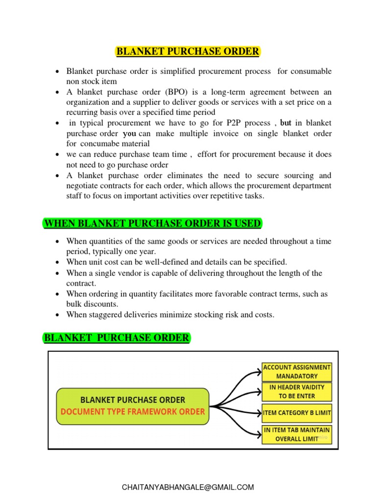Blanket Purchase Order | PDF | Invoice | Procurement