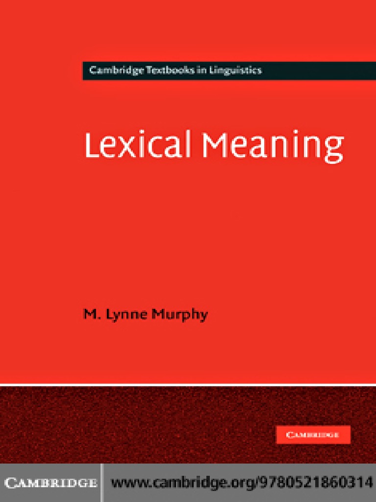 Murphy M Lynne Lexical Meaning | PDF | Lexicon | Word
