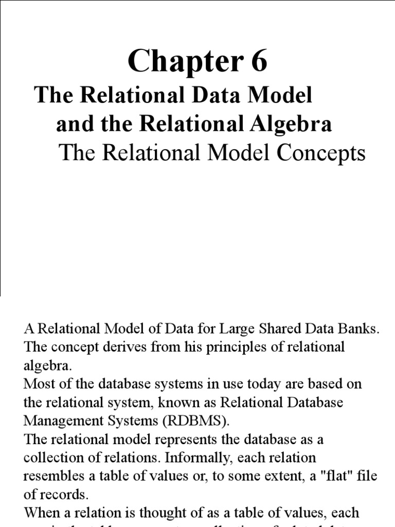 Chapter 6 Relational Algebra | PDF | Relational Database | Relational Model