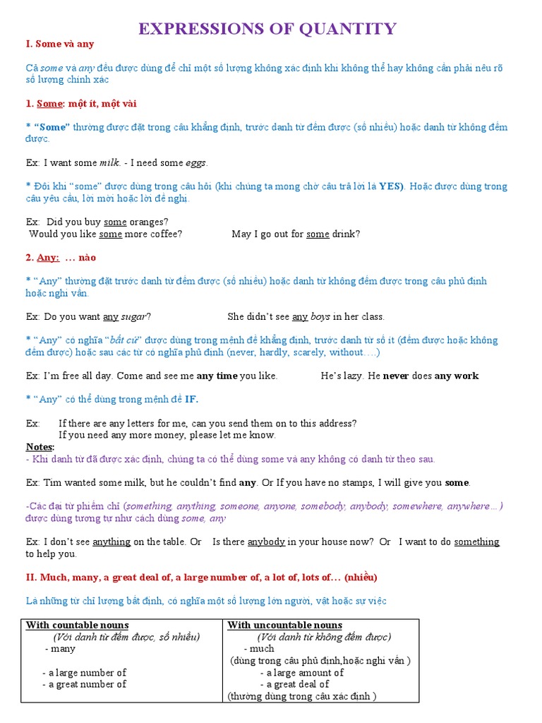 Expressions of Quantity | PDF