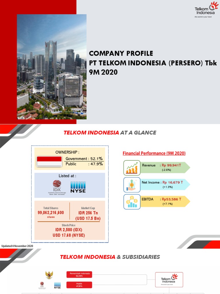 Company Profile Telkom 9M 2020 ENG VER | PDF | Economies | Business