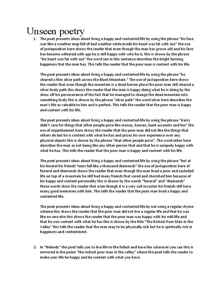 Unseen Poetry | PDF | Poetry