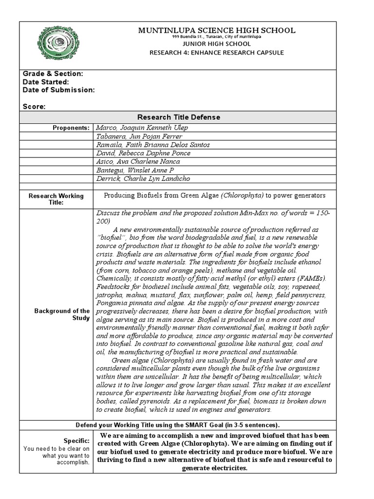 Research-Title-Defense-2 | PDF | Biofuel | Sustainable Technologies