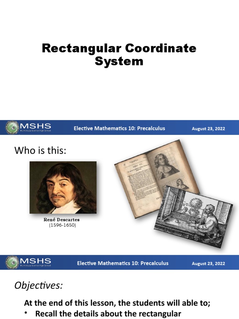 Rectangular Coordinate System Pdf Cartesian Coordinate System