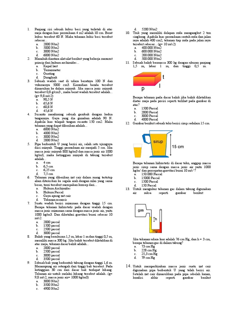 Soal Tekanan (Kelas 8) | PDF