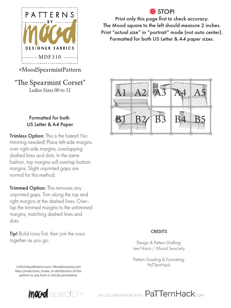 Corset Spearmint Letter A4 Tiled | PDF | Seam (Sewing) | Clothing