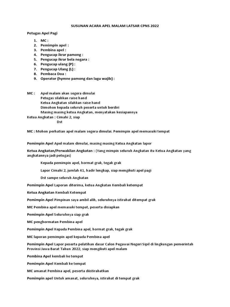 Susunan Acara Apel Malam | PDF