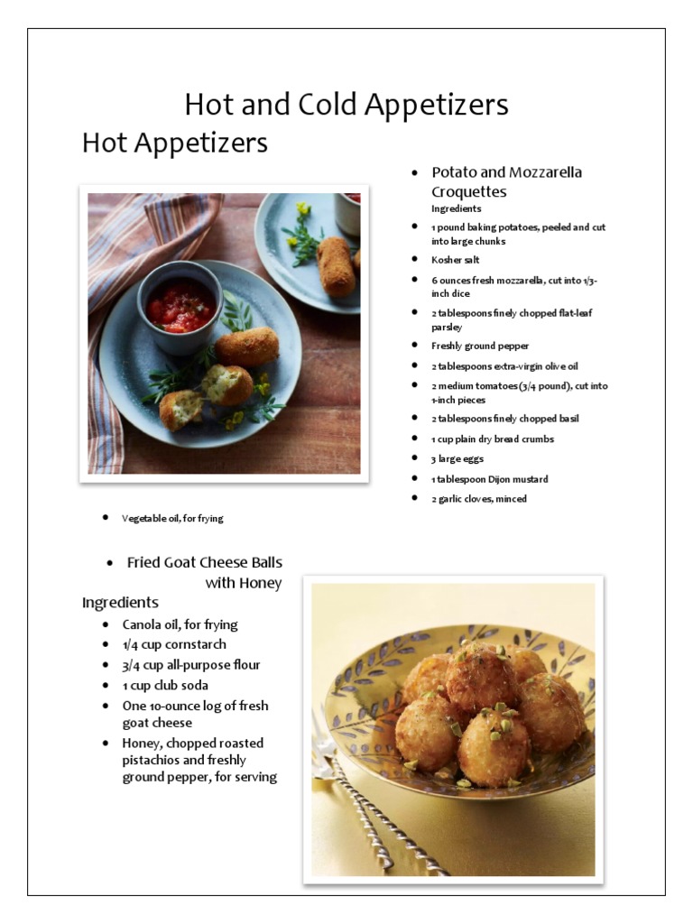 Hot and Cold Appetizers | PDF