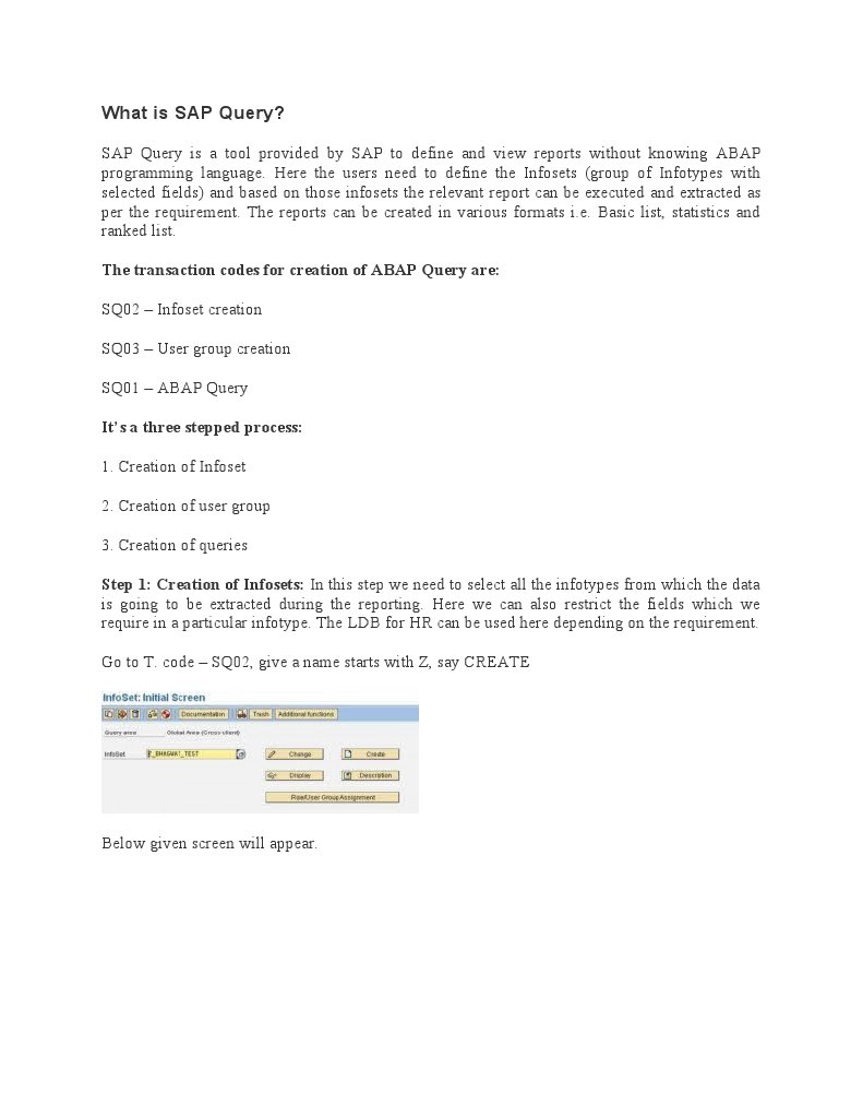 What Is Sap Query The Transaction Codes For Creation Of Abap Query