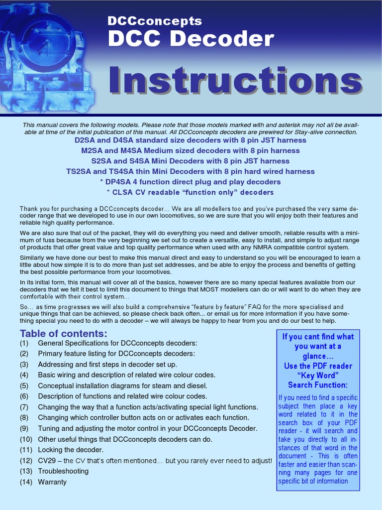 DCCconcepts Old Decoder - Instructions | PDF