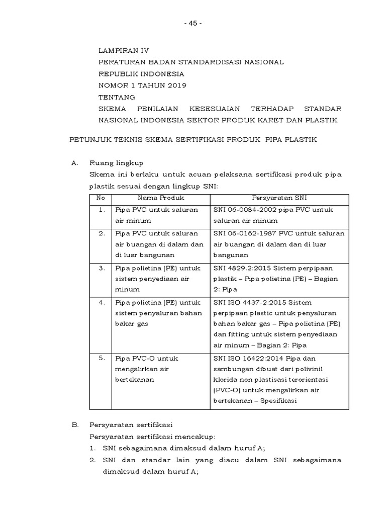 Skema Pipa Plastik - Lampiran IV PBSN 11 Tahun 2019 | PDF