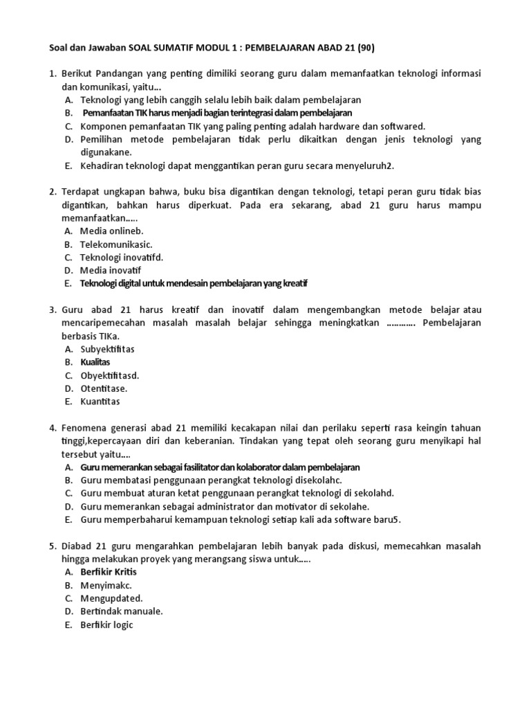 Soal Dan Jawaban Soal Sumatif Modul 1 | PDF | Ilmu Sosial | Komputer