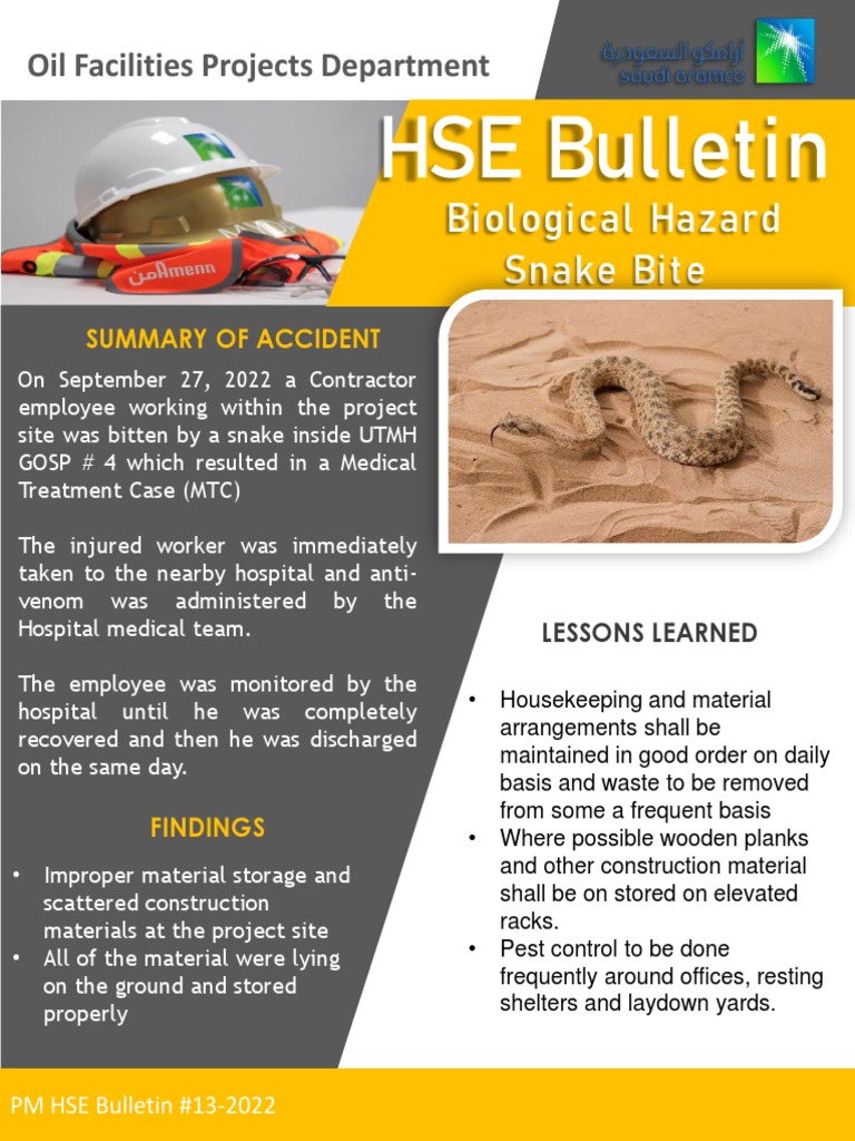 Snake Bite Hazard and Safety Lessons | PDF