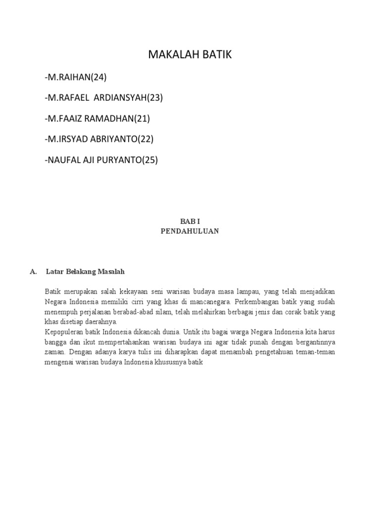 Panduan Membatik Tradisional | PDF