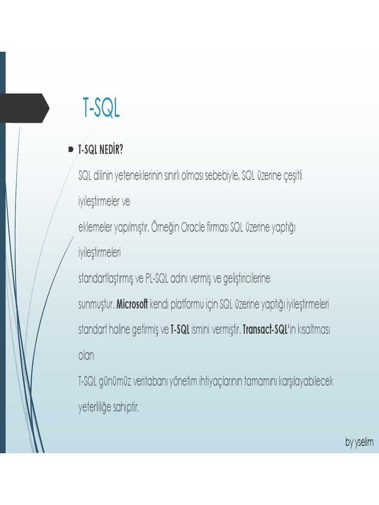 TSQL Variables Set - Select - Ifelse - Ifexists - Whille - Cursor | PDF