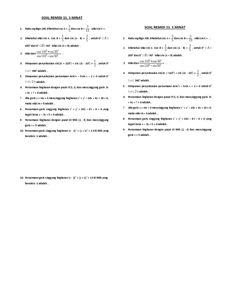 Soal Remidi 11.1 Minat | PDF
