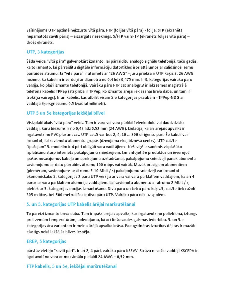 UTP, 3 Kategorijas | PDF