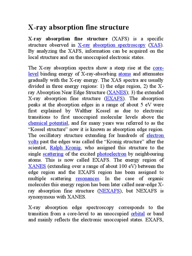 Understanding X-ray Absorption Fine Structure | PDF