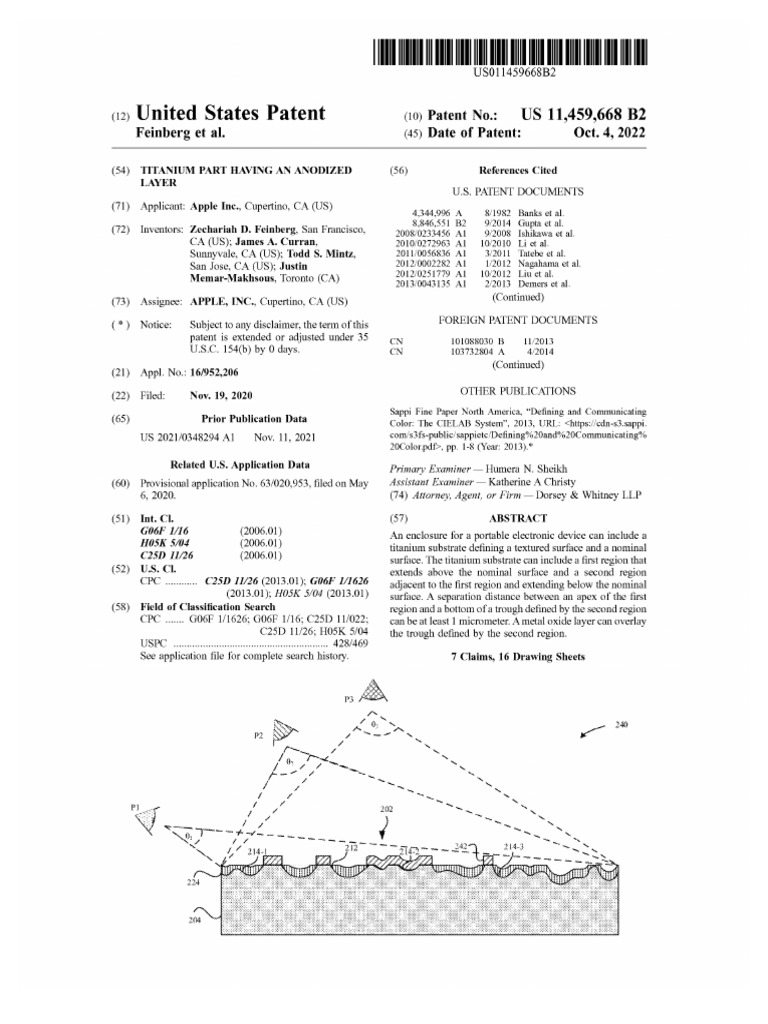 Apple Patent On Colored Titanium Alloy | PDF