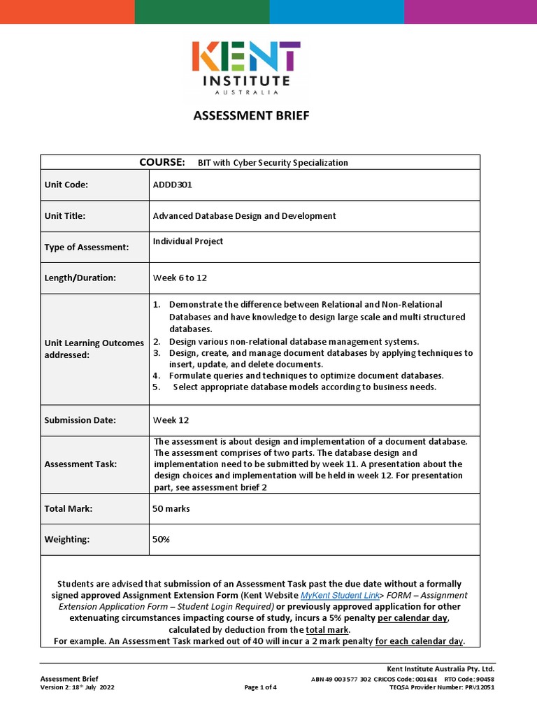 Assessment Brief 3 - Individual Project | PDF | Database Index | Databases