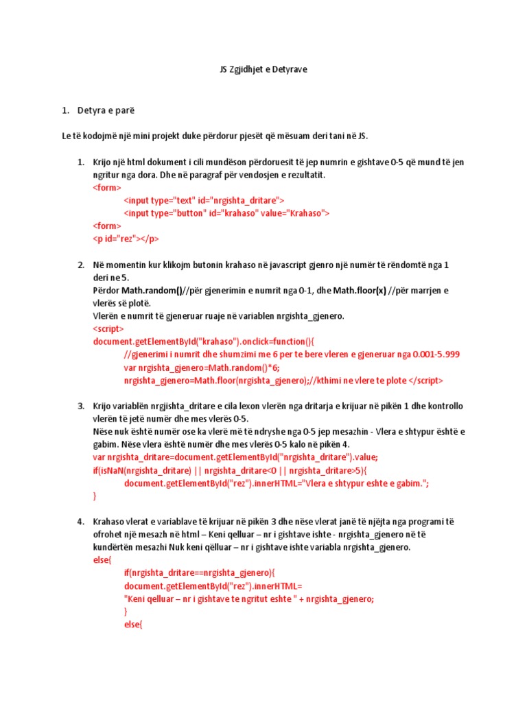 Js Zgjidhjet Detyrave | PDF