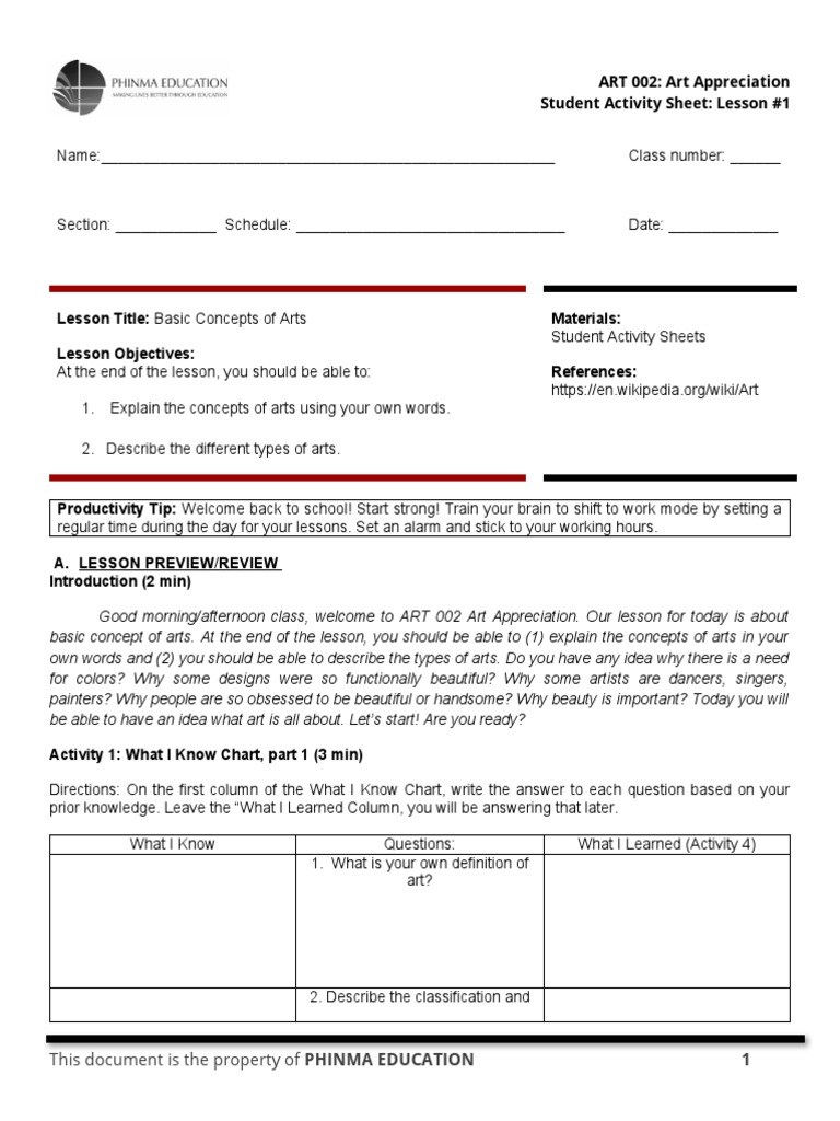 SAS# 1 - ART 002 | PDF | The Arts | Aesthetics