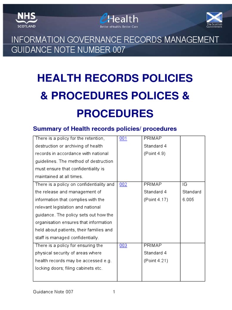 Health Records Management Policies | PDF | Medical Record | Confidentiality