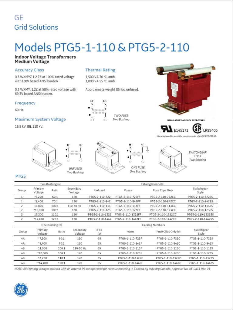 Voltage Transformer PTG5-1-110-SD02111F | PDF