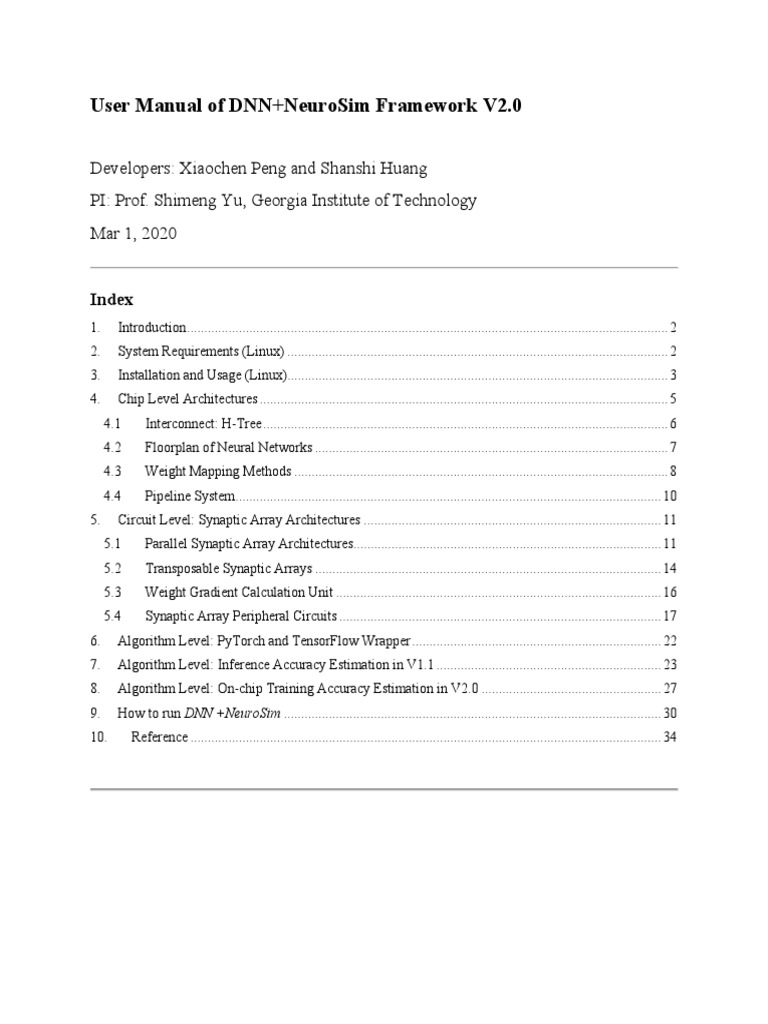 DNN NeuroSim V2.1 User Manual | PDF | Matrix (Mathematics) | Electrical ...