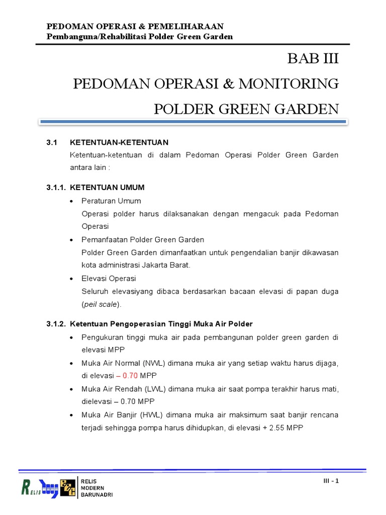 BAB III - Pedoman Operasi Dan Monitoring | PDF