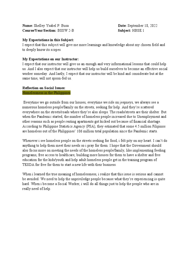 Reflection On Social Issues | PDF