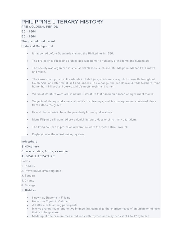 Philippine Literary History | PDF | Philippines