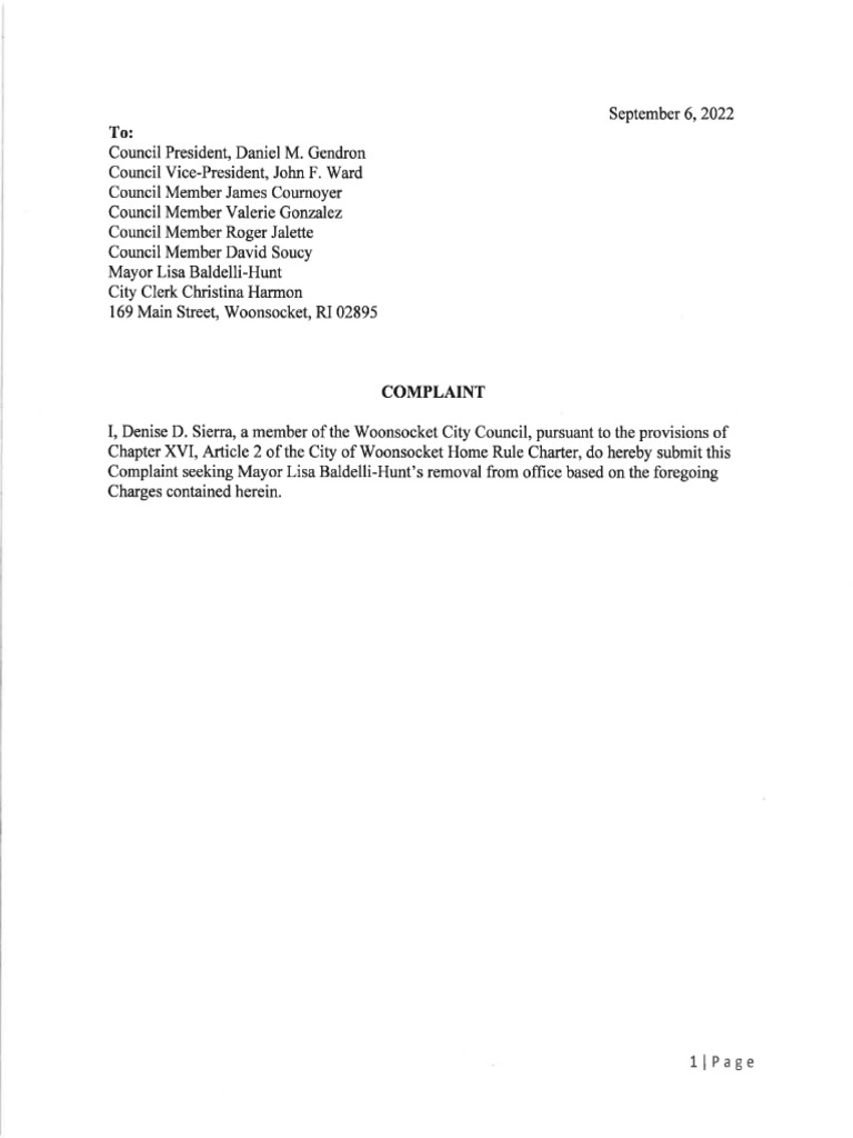 Woonsocket Complaint - Sep 6, 2022 | PDF