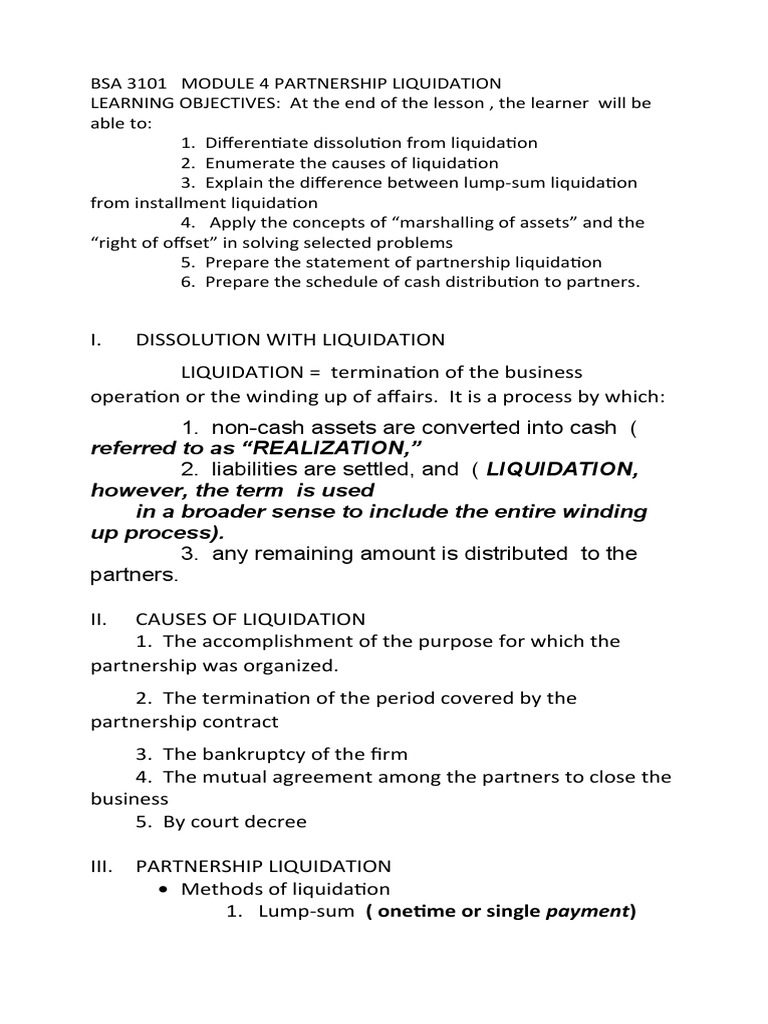 Bsa 3101 Module 4 Partnership Liquidatio1 | PDF