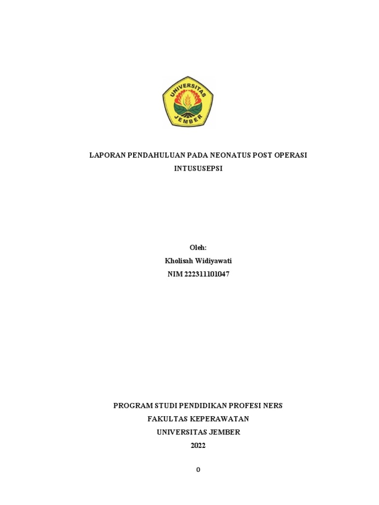 Laporan Pendahuluan Pada Neonatus Post Operasi Intususepsi | PDF ...