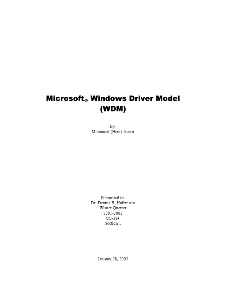 Window Driver Model WDM | PDF