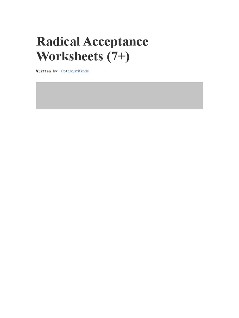 Radical Acceptance Worksheets Overview | PDF | Reason | Feeling