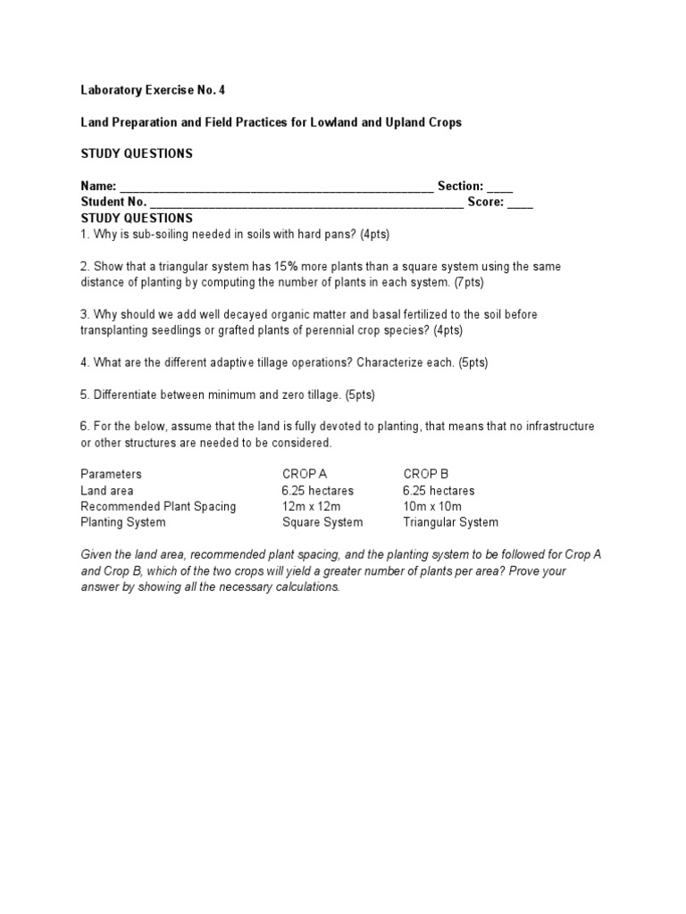 AGRI 32 Exercise 4 - STUDY GUIDE QUESTIONS | PDF