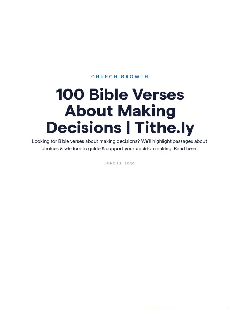 100 Bible Verses About Making Decisions - Tithe - Ly | PDF | Book Of ...
