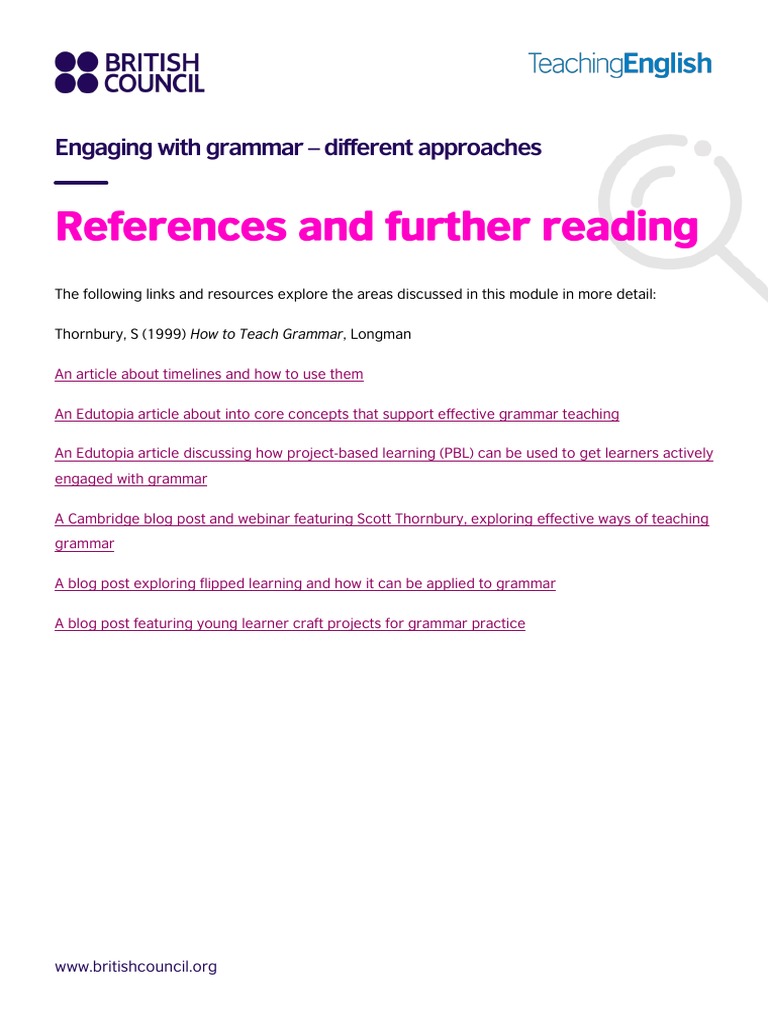 References - Engaging With Grammar - Different Approaches | PDF ...