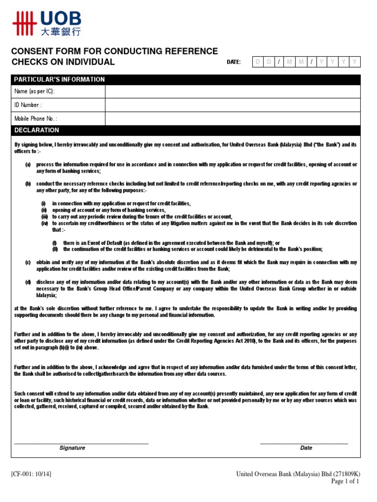 Consent Form - Individual | PDF | Credit Bureau | Credit