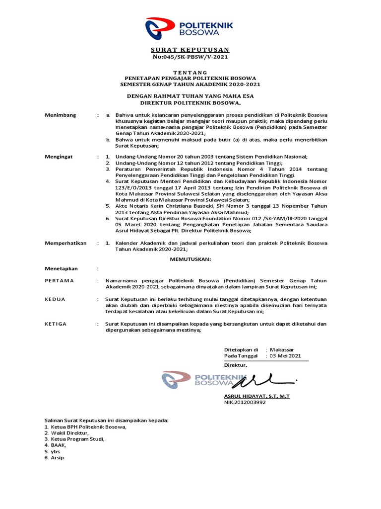 SK Mengajar 2020-2021 Genap | PDF