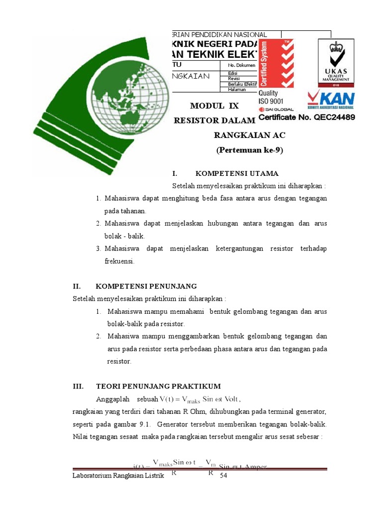 Modul Praktikum Rangkaian Listrik | PDF