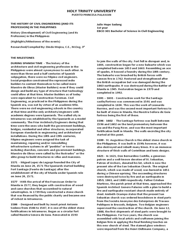 The History of Civil Engineering and Its Profession in The Philippines ...