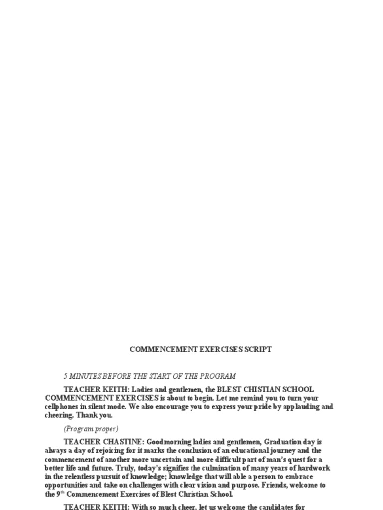 Commencement Exercises Script | PDF Commencement Exercises Script | PDF
