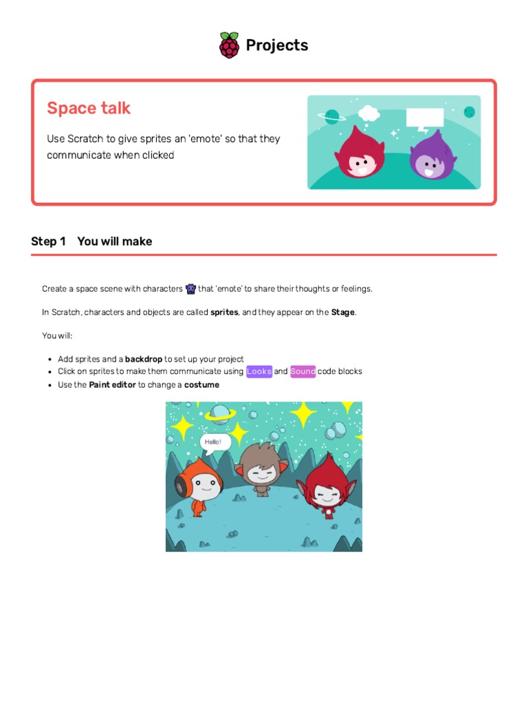 Space Talk Project | Download Free PDF | Scratch (Programming Language) | Software