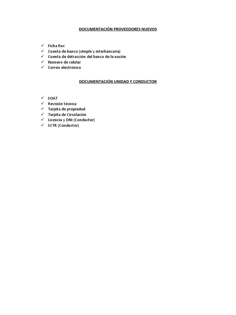 Documentación Proveedores Nuevos | PDF